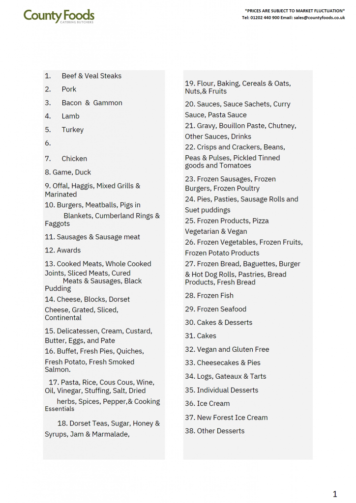 First page - County Foods